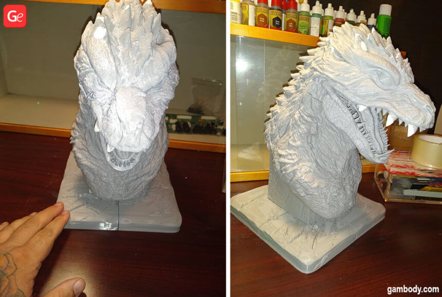 Godzilla 2000 3D Printed Bust Painting and Adding LEDs
