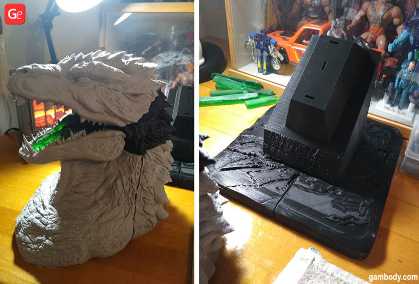 Godzilla 2000 3D Printed Bust Painting and Adding LEDs