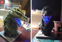 Godzilla 2000 3D Printed Bust Painting and Adding LEDs
