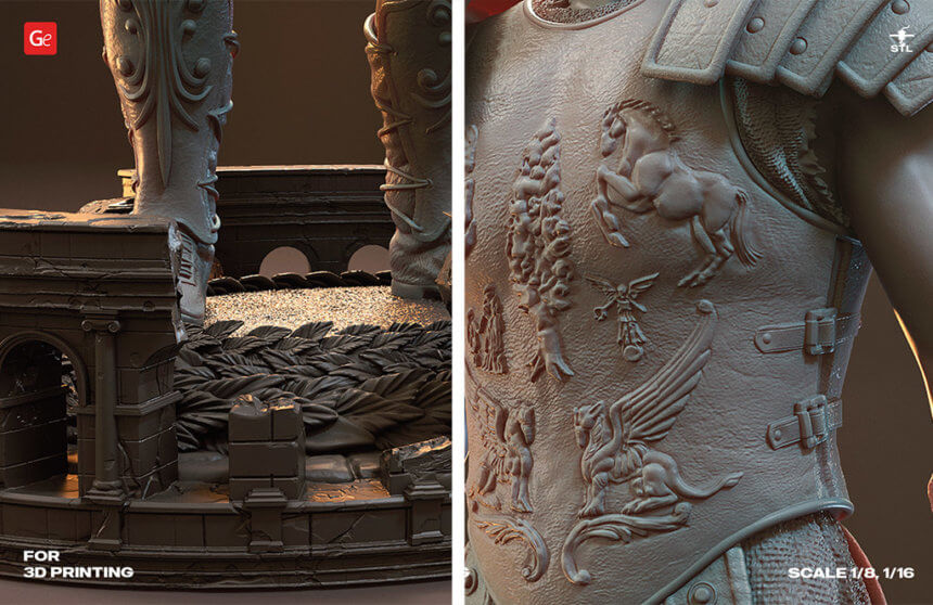 Gladiator 3D Model for Printing and Painting: Lifelike Maximus Figure