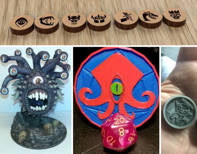 DnD Props for a 3D Printed Dungeons and Dragons Game (D&D)