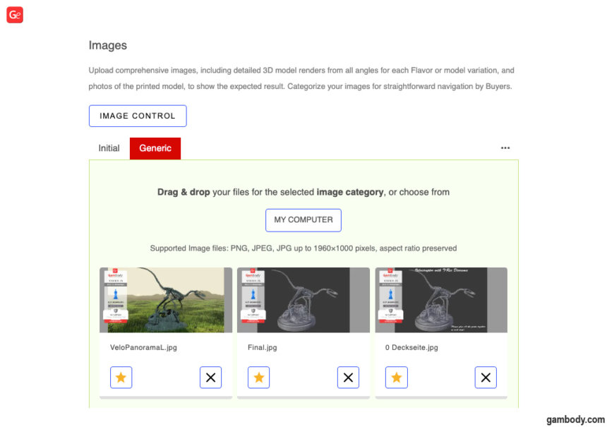 Stock 3D Models on Gambody: How to Upload Your Files