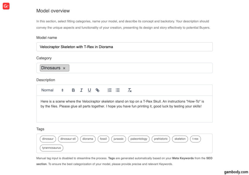 Stock 3D Models on Gambody: How to Upload Your Files