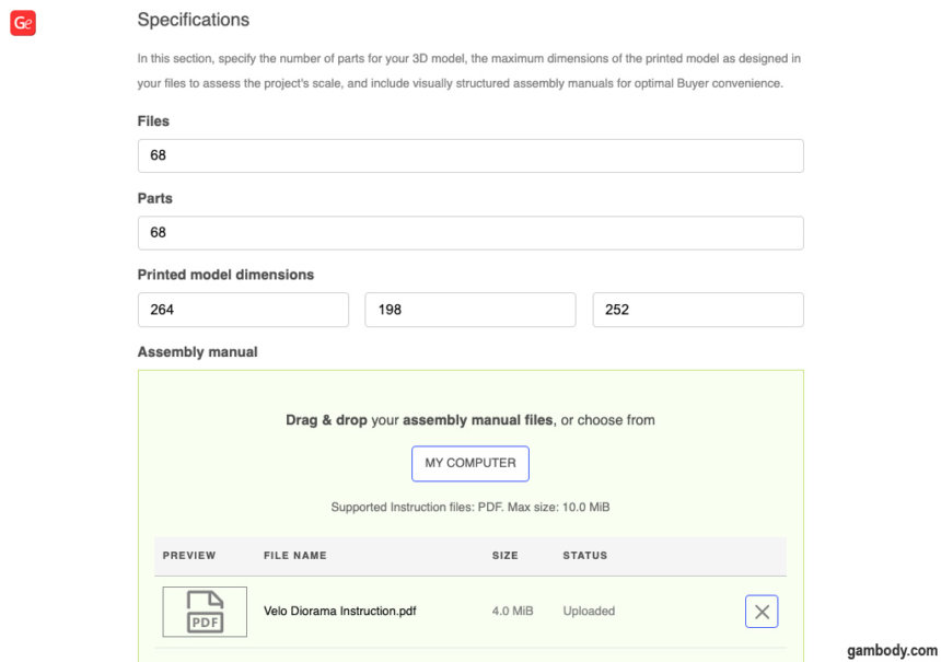 Stock 3D Models on Gambody: How to Upload Your Files