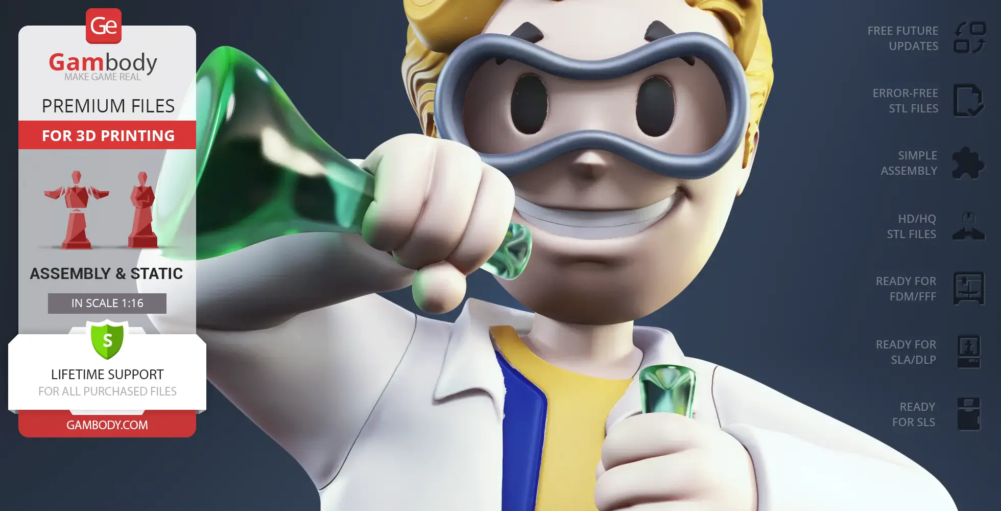 Fallout Vault Boy Big Guns & Chemist - 3D Print Models | Gambody