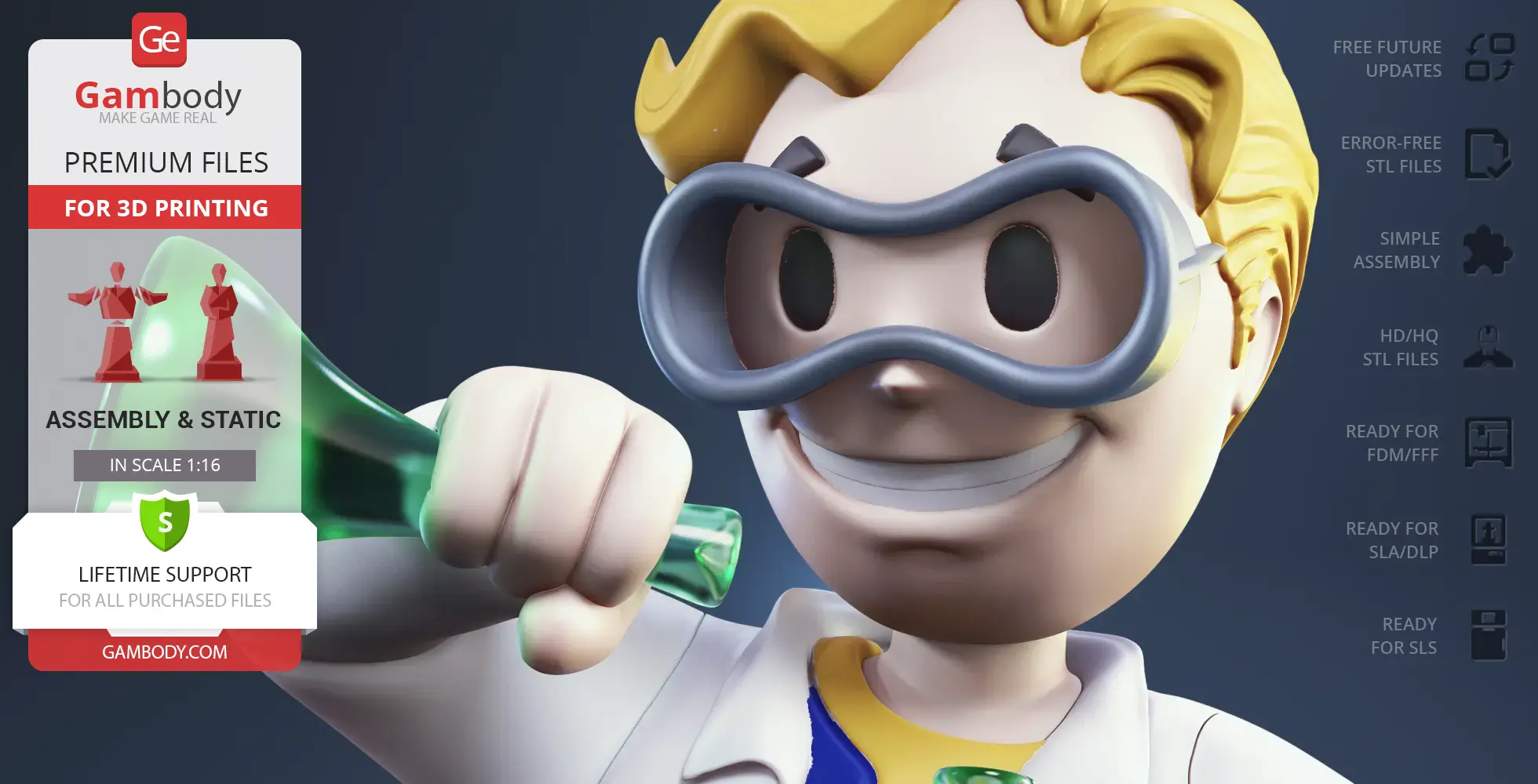 Fallout Vault Boy Big Guns & Chemist - 3D Print Models | Gambody