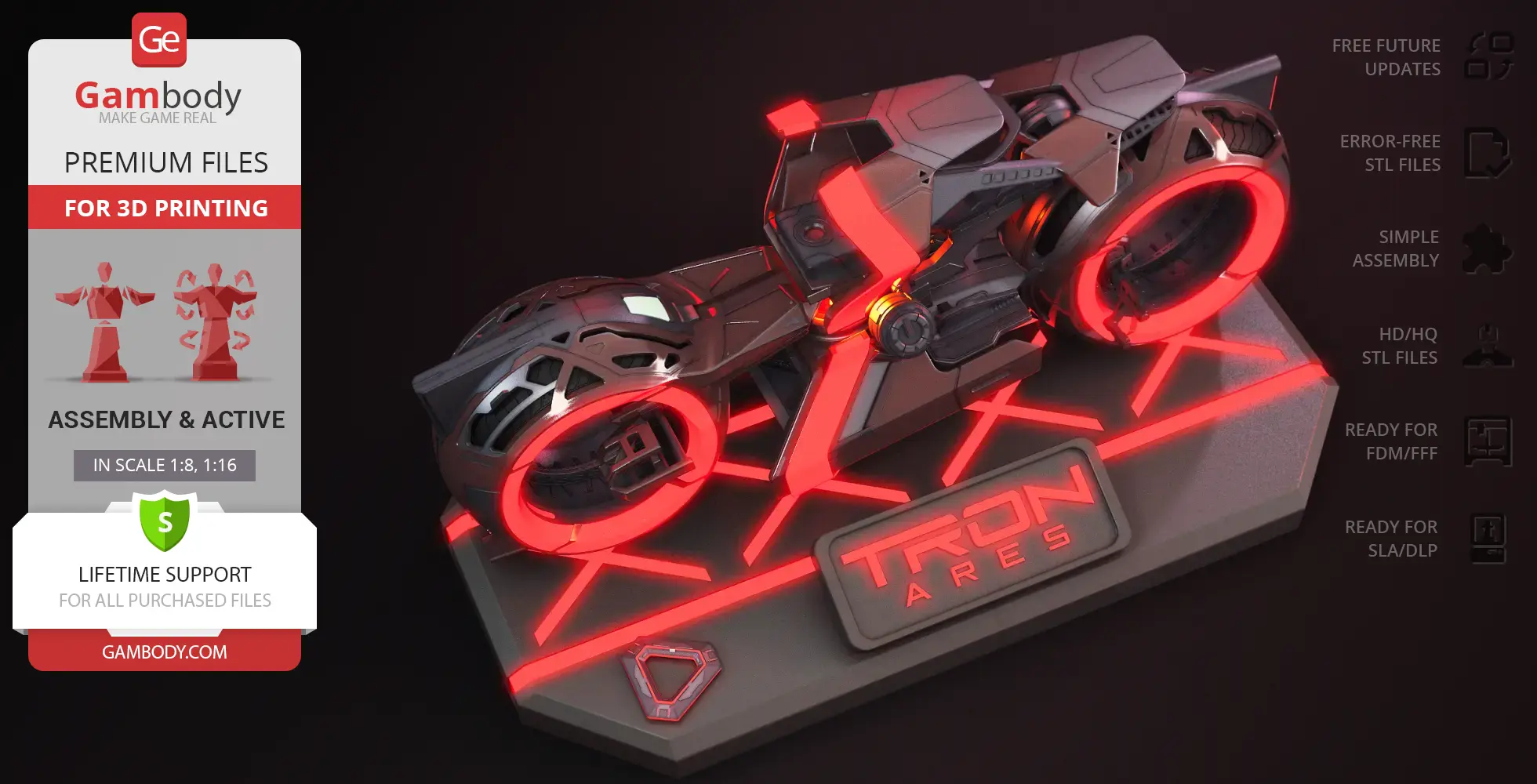 TRON Ares Light Cycle - 3D Models & STL Files | Gambody