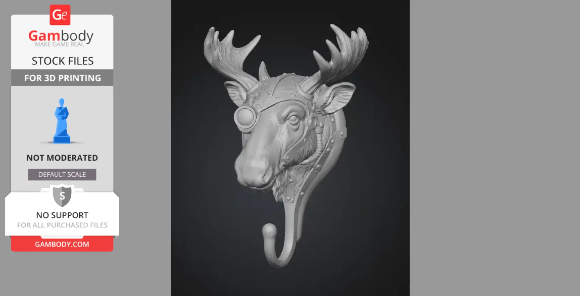 Steampunk Moose Head Wall Hook – STL files | Gambody Stock