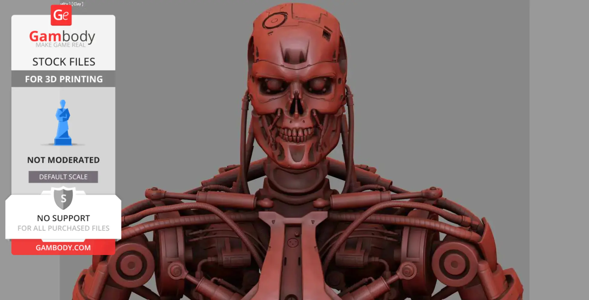 T-800 Terminator High Detal - STL files for 3D Printing | Gambody Stock