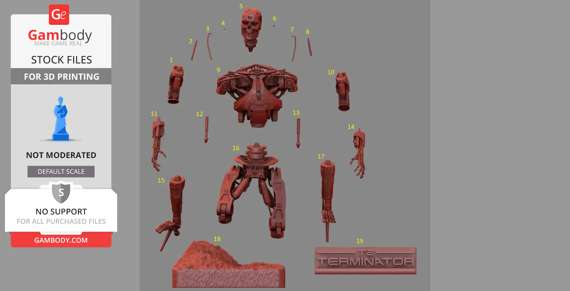 T-800 T2 TERMINATOR High Detal - STL files for 3D Printing | Gambody Stock