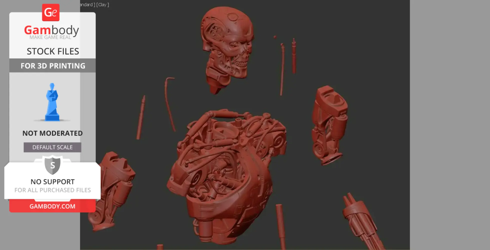 T-800 T2 TERMINATOR High Detal - STL files for 3D Printing | Gambody Stock