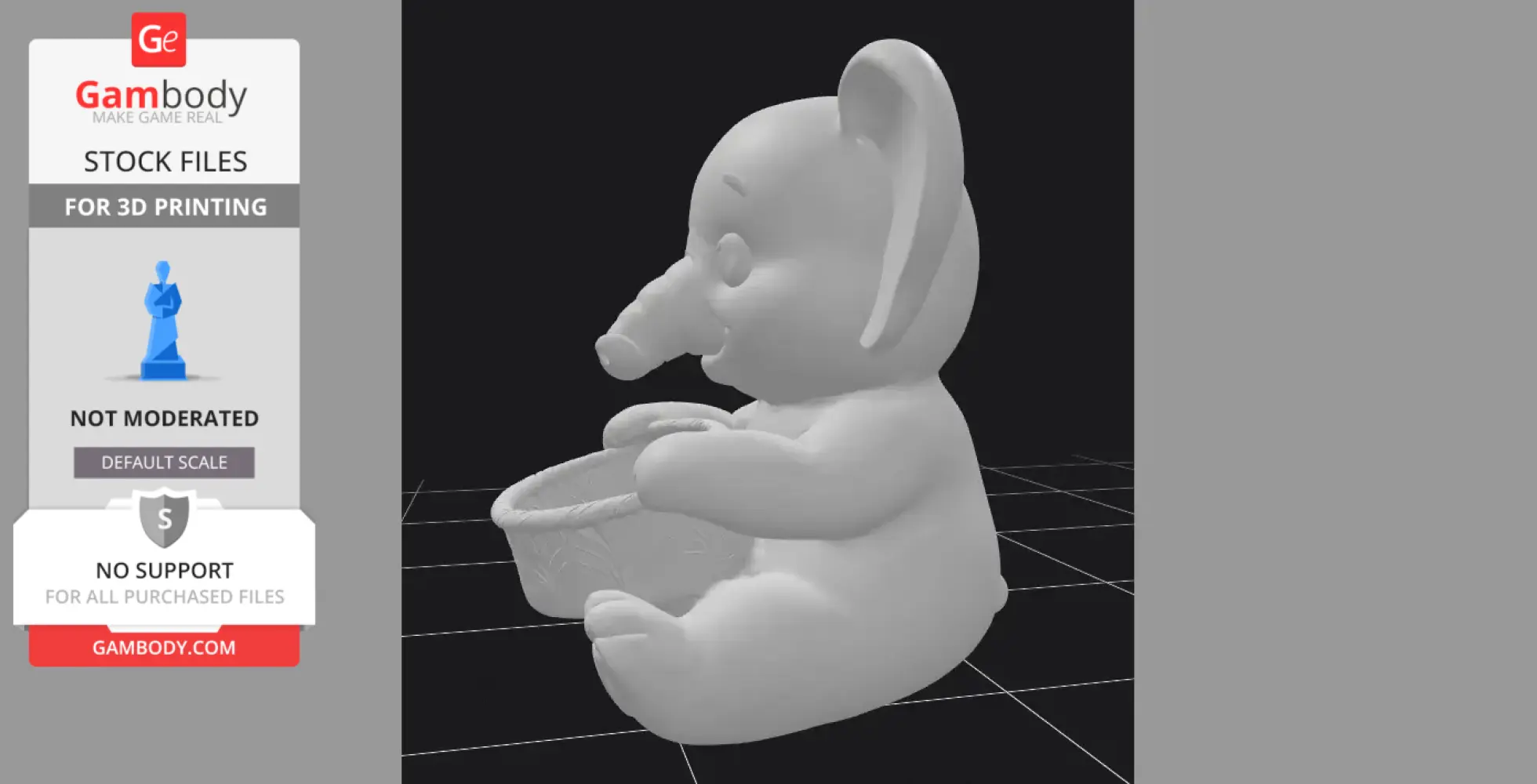 Cute Elephant with Gift Basket - STL Model | Gambody Stock