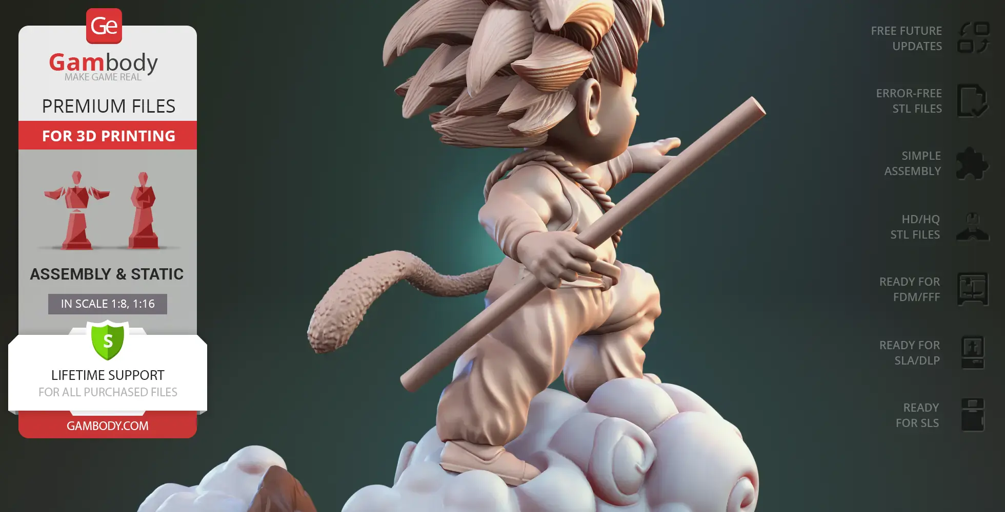Kid Goku on Flying Nimbus - Anime 3D Models | Gambody