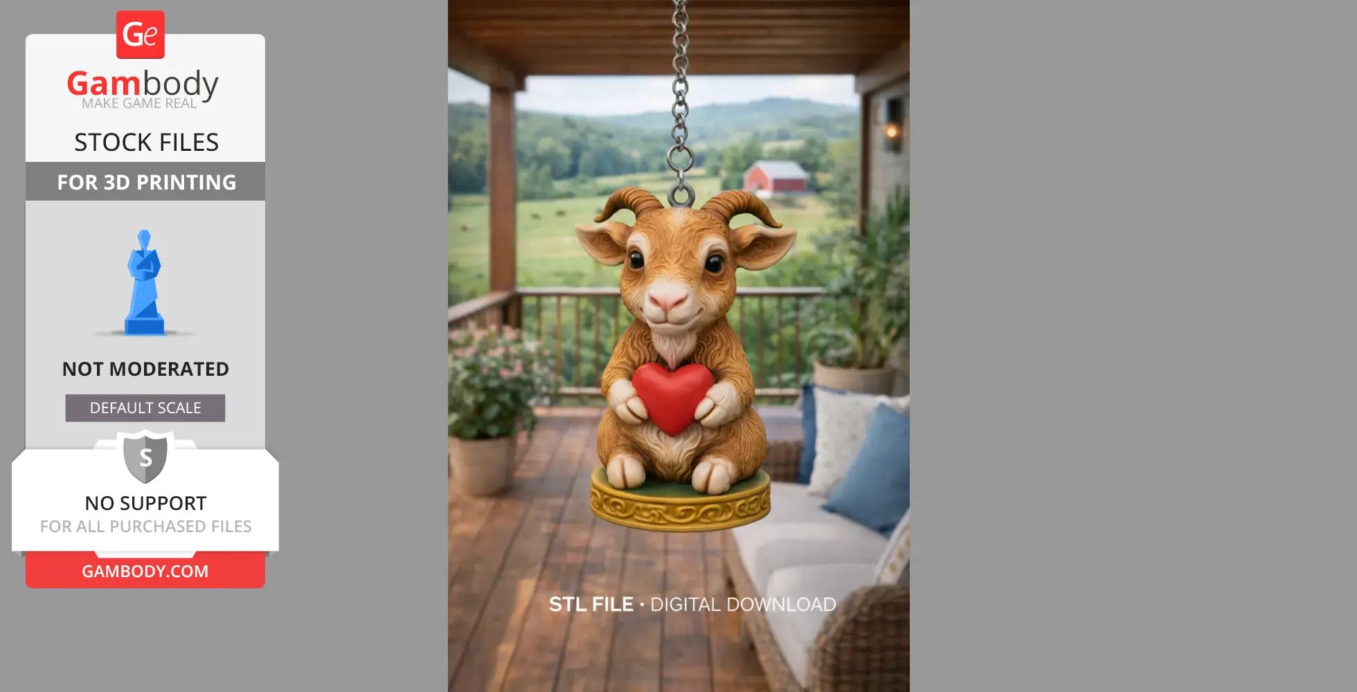 Horned Goat / Ibex Pendant — Heart Holding Figurine - STL file - STL ...