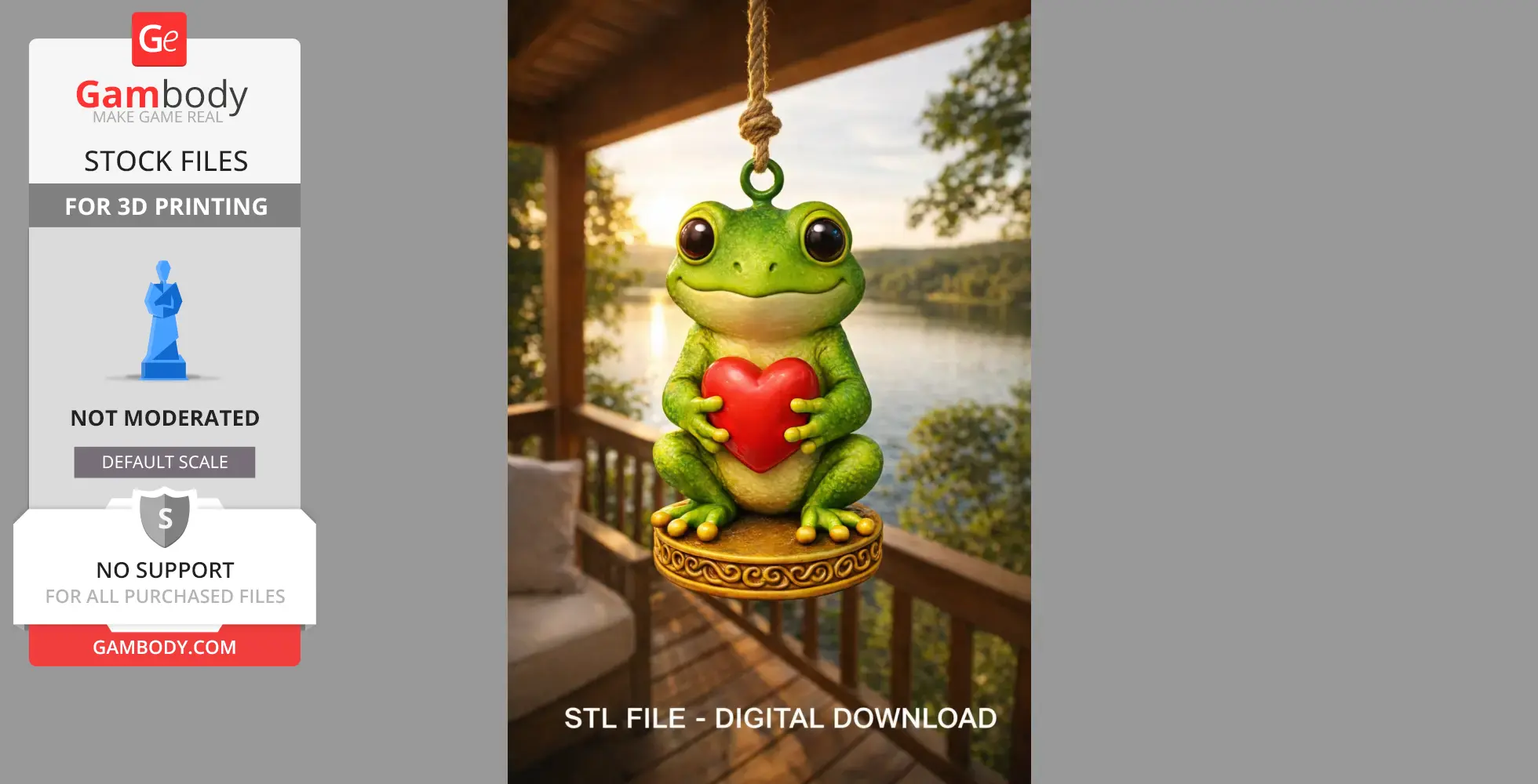 Frog with Heart - STL files for 3D Printing | Gambody Stock