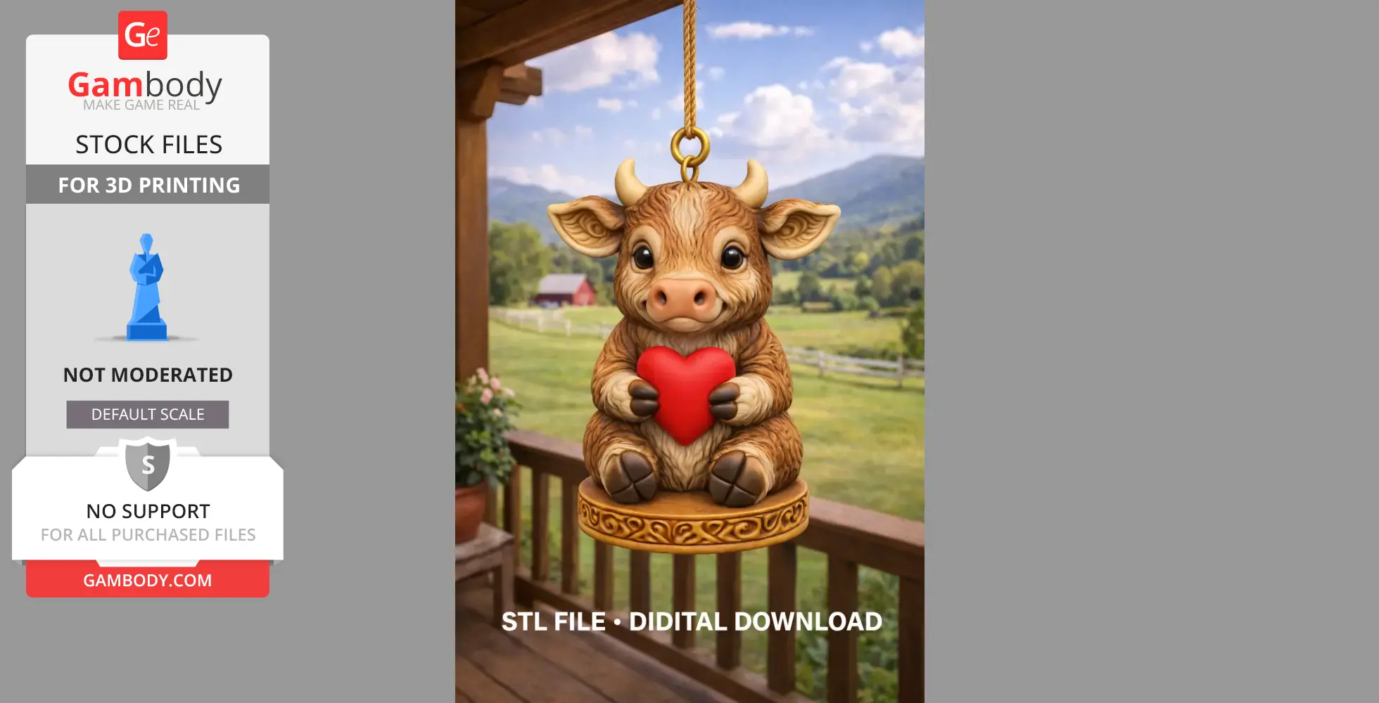 Cute Cow with Heart – 3D Printable STL File - STL files for 3D Printing ...
